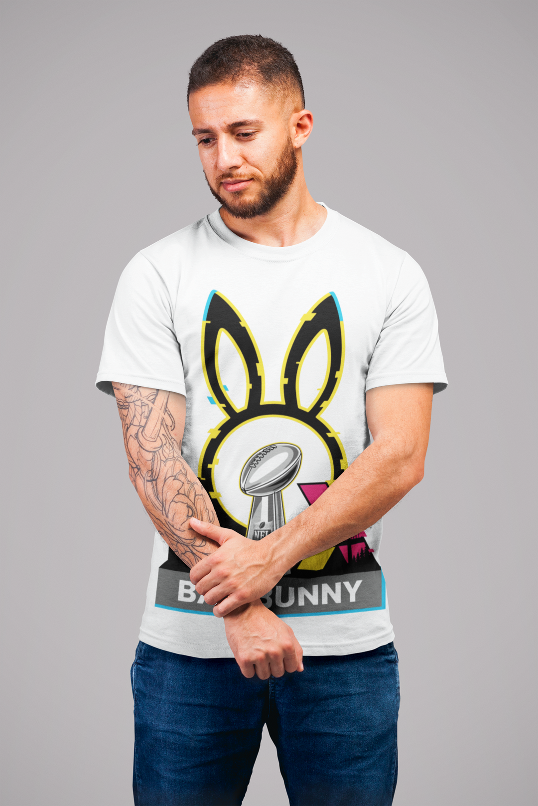 Bad Bunny DTF Transfer – Reggaeton Football Game Day Heat Press Design ...